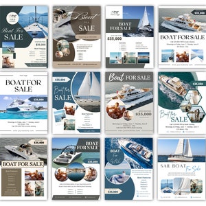 Boats for Sale, Boats for Sale Flyer Bundle, Fully Editable Canva ...