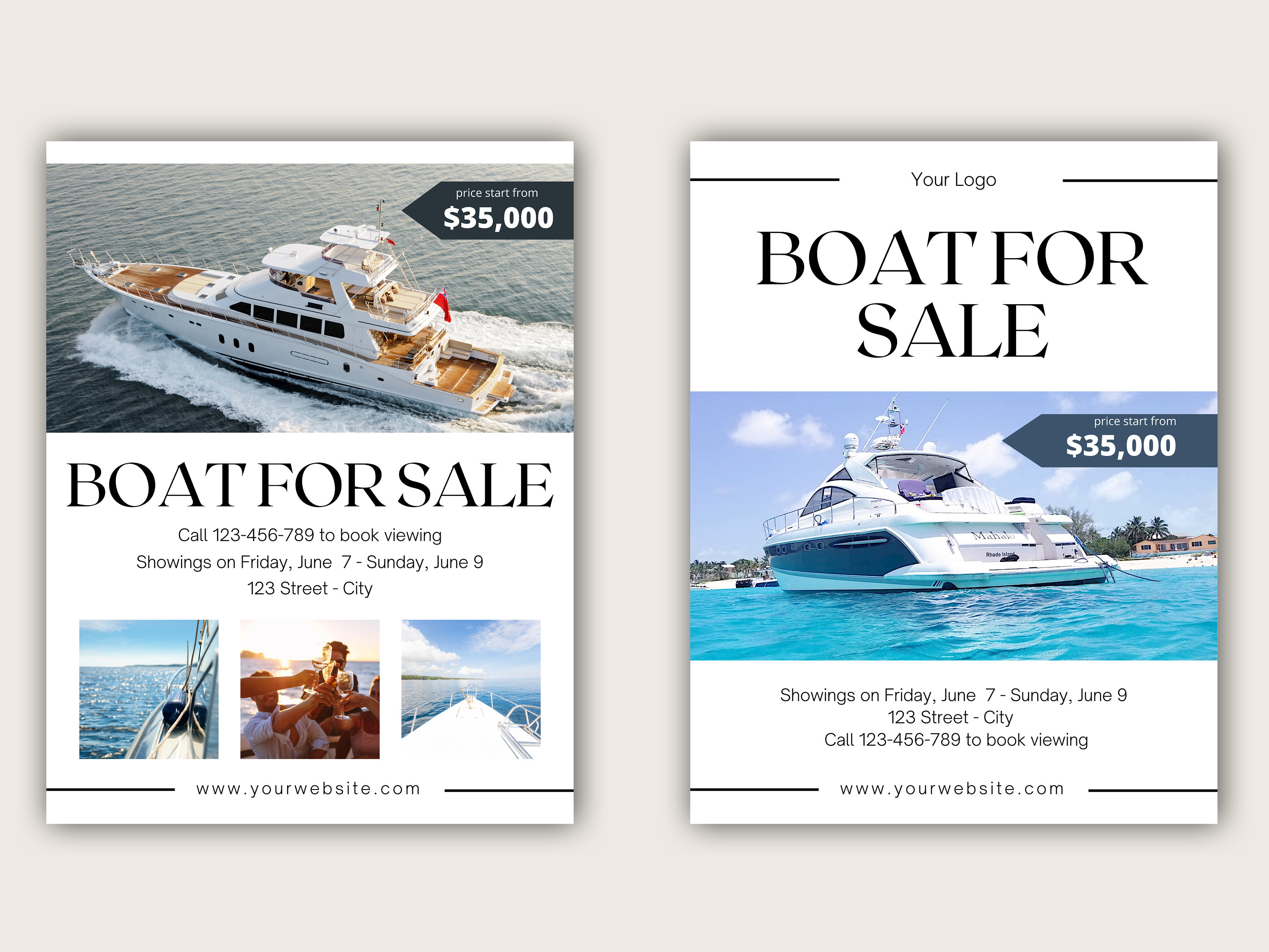 Boats for Sale, Boats for Sale Flyer Bundle, Fully Editable Canva ...