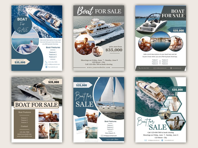 Boats for Sale, Boats for Sale Flyer Bundle, Fully Editable Canva ...