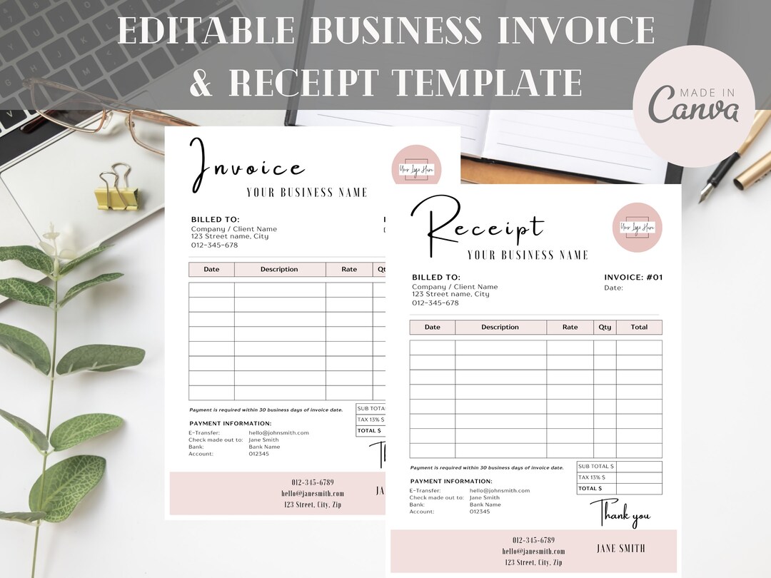 Invoice Template Download, Invoice Template, Receipt Template, Editable ...