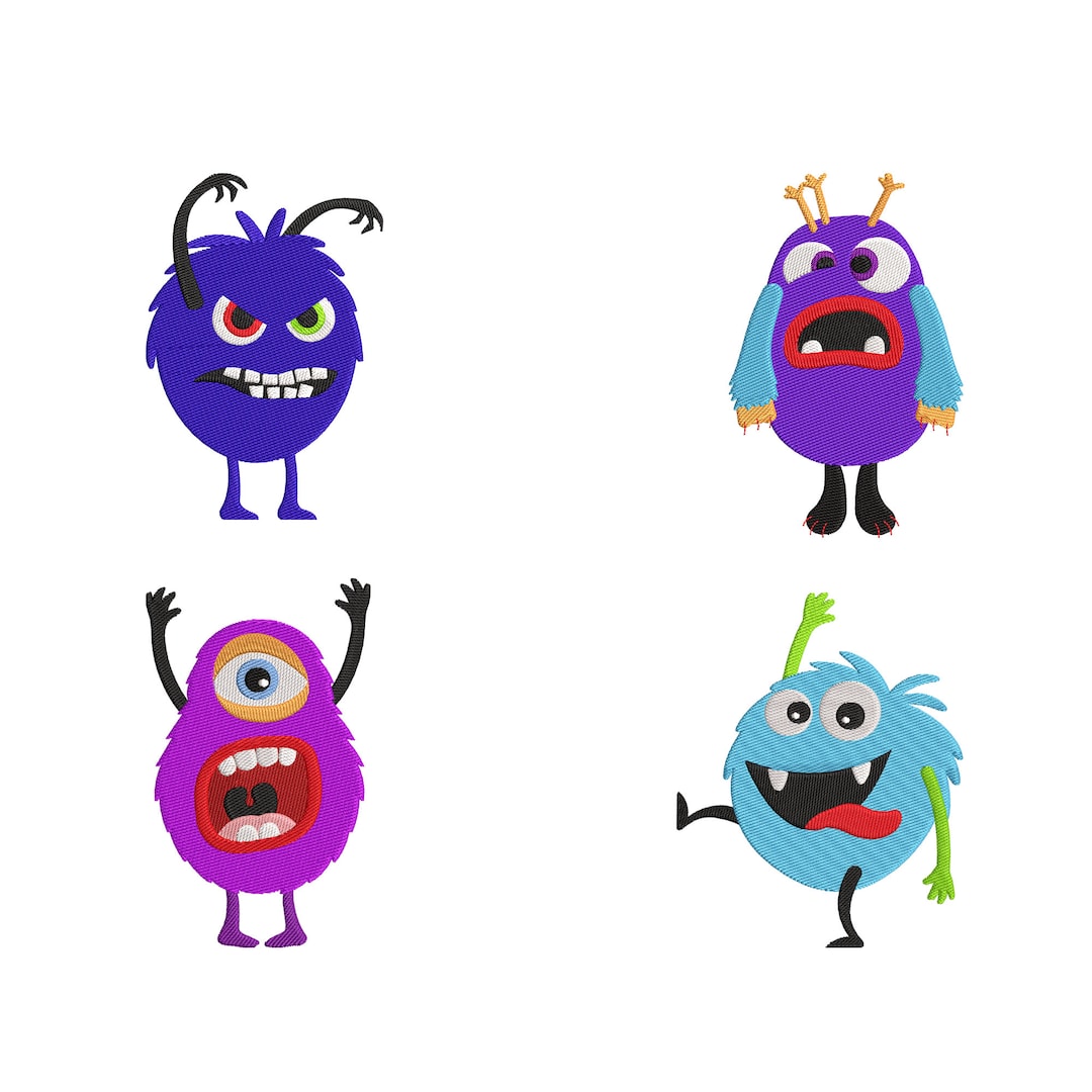 Monsters Embroidery Designs Halloween Embroidery Files, 4 Sizes - Etsy