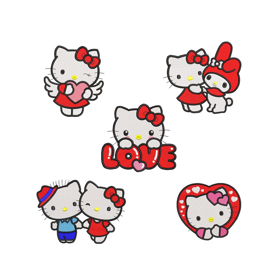 Kitty Embroidery Designs Valentine's Day Emboidery Files, 4 Sizes - Etsy
