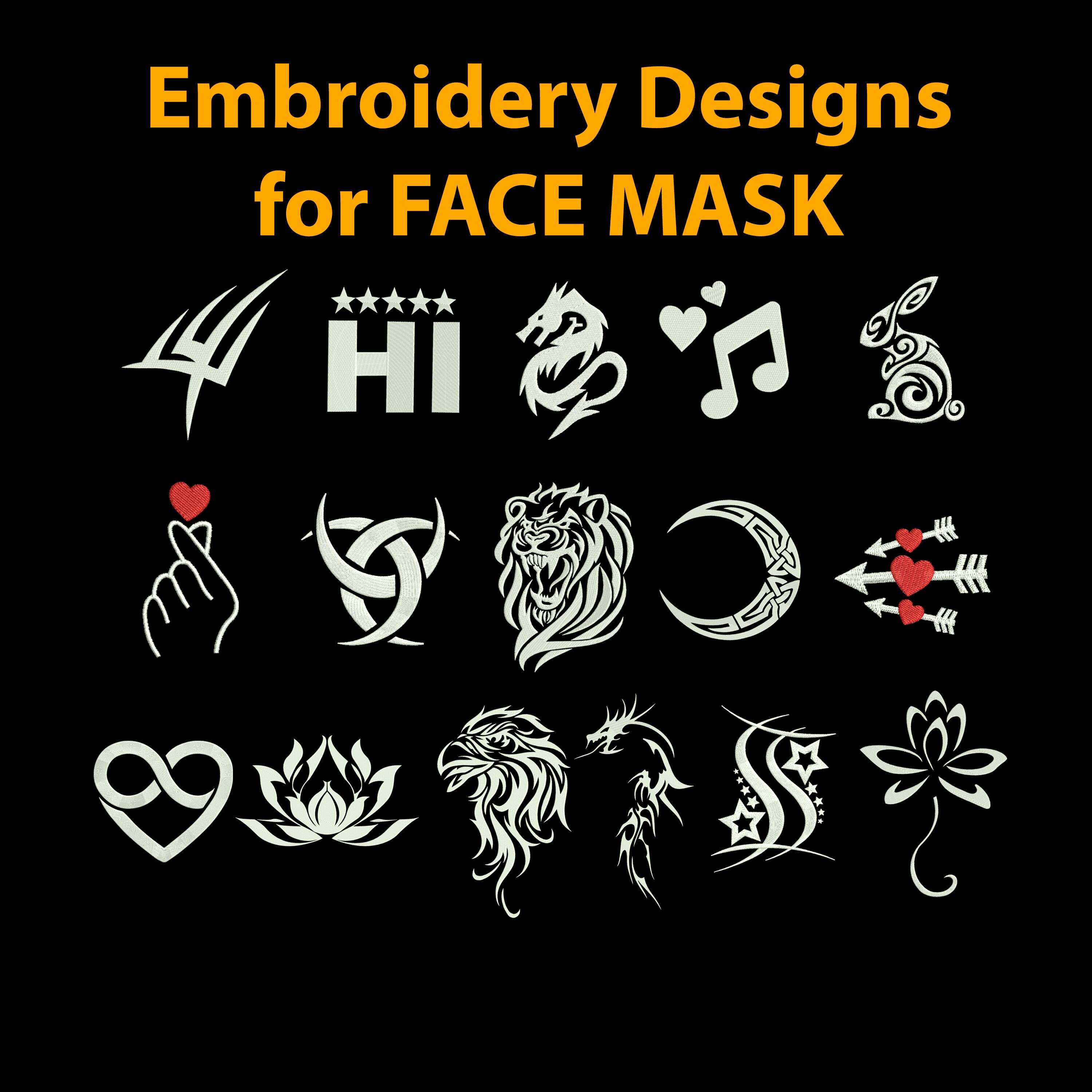 16 Embroidery designs for face mask embroidery designs for | Etsy