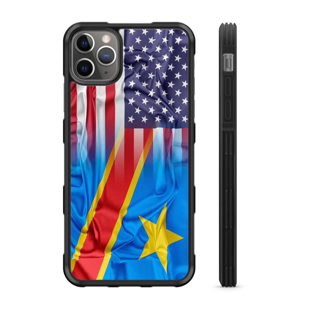 Congolese American Congo Zaire US Flag iPhone Hybrid Rubber Protective ...