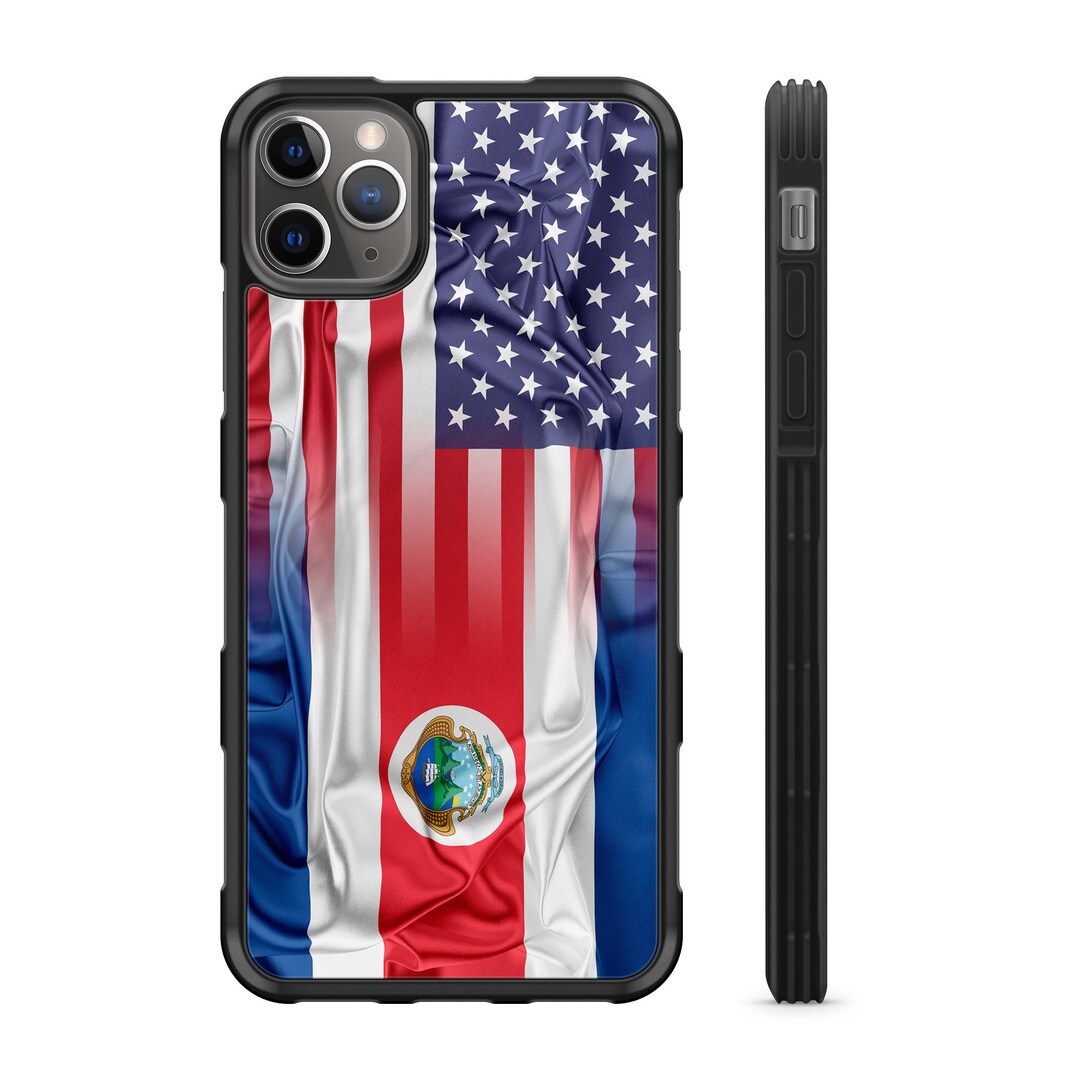 Costa Rican American Flag iPhone Hybrid Rubber Protective Case Costa ...