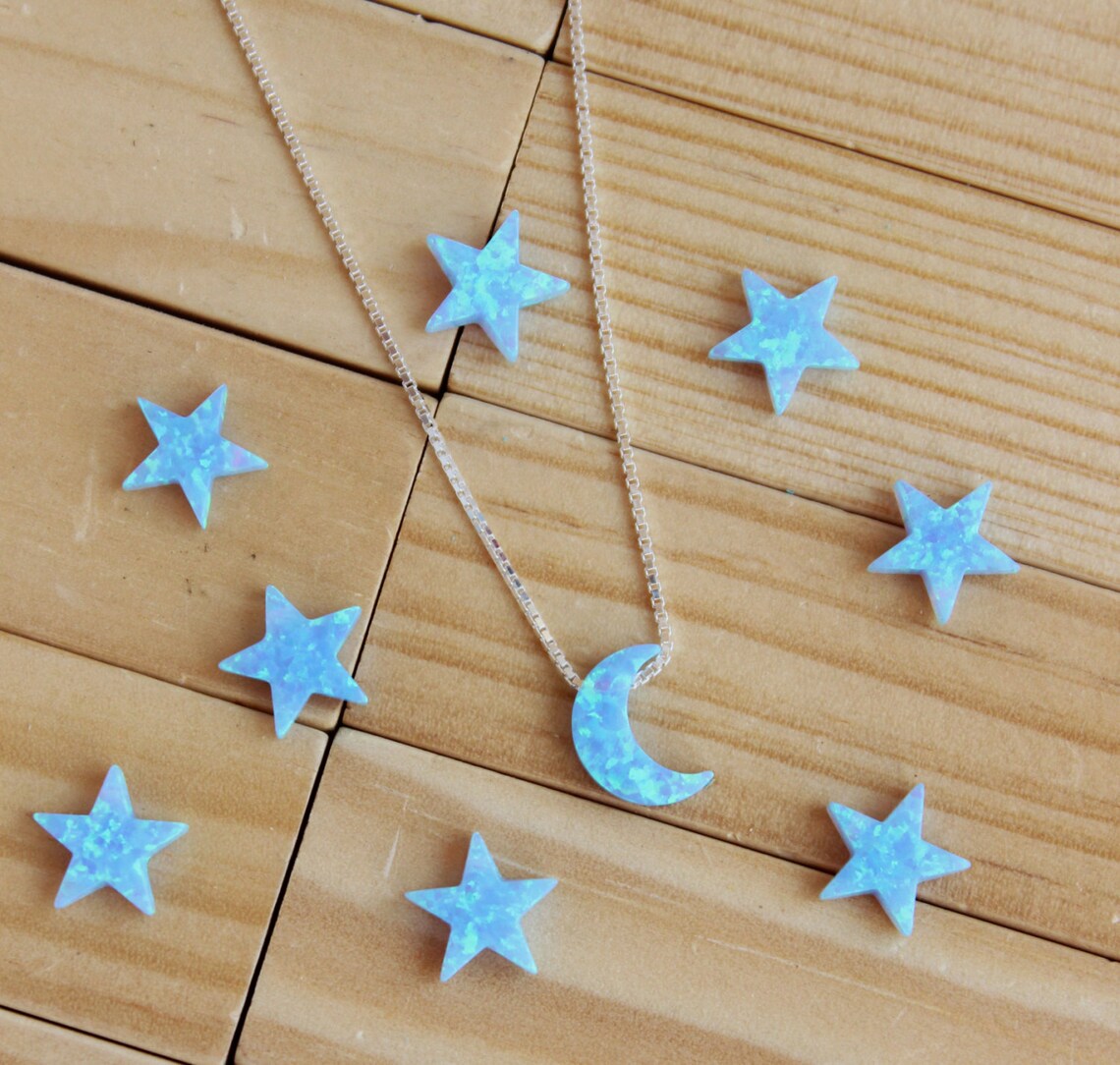 Moon Opal Necklace La Luna Light Blue Opal Pendant Dainty - Etsy