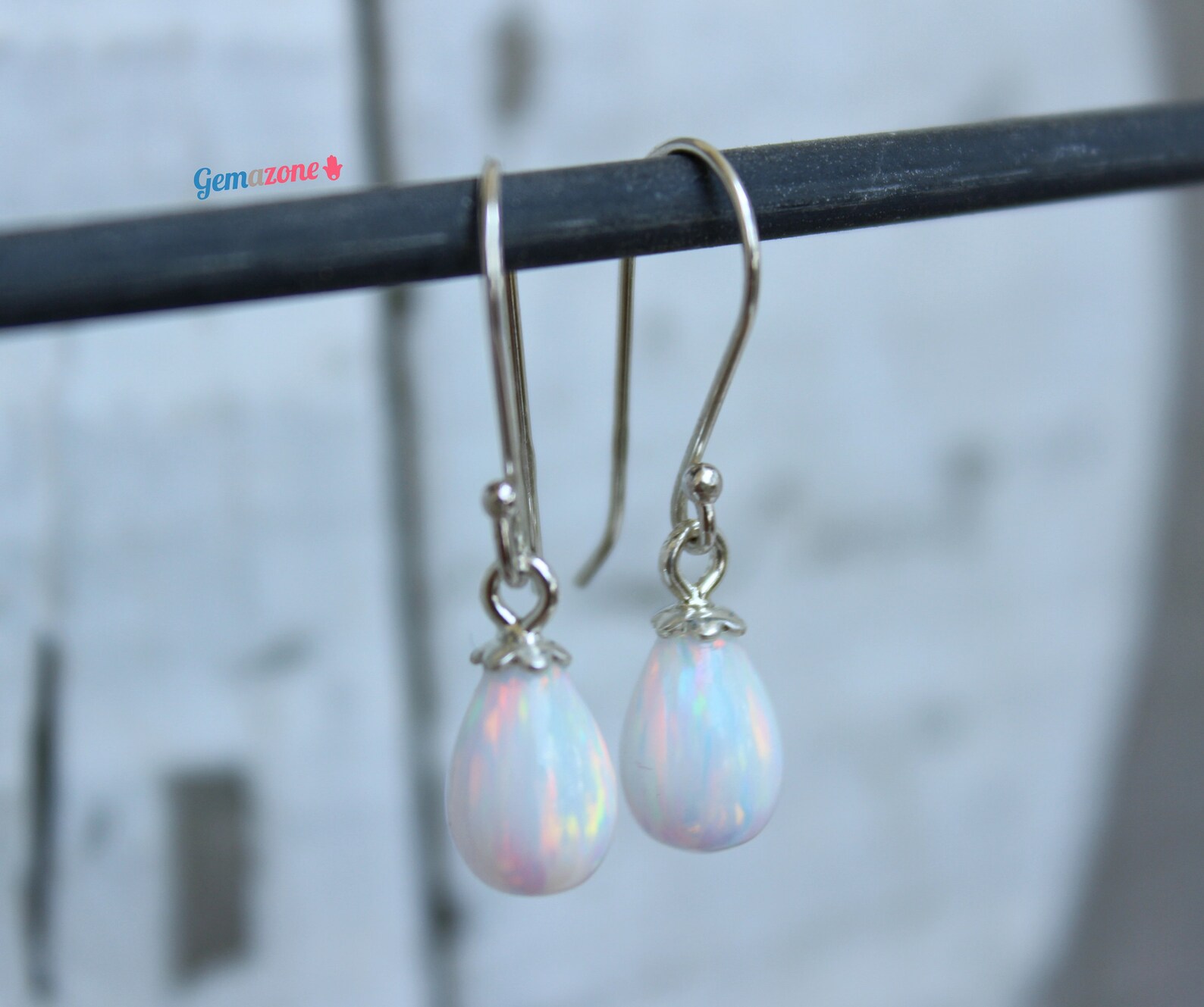 White Opal Earrings / Single Tear Drop Earrings / Birthstone Jewelry - Etsy