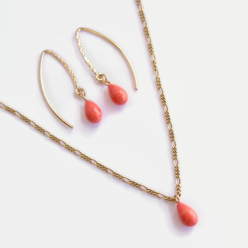 Coral Drop Earrings - Etsy