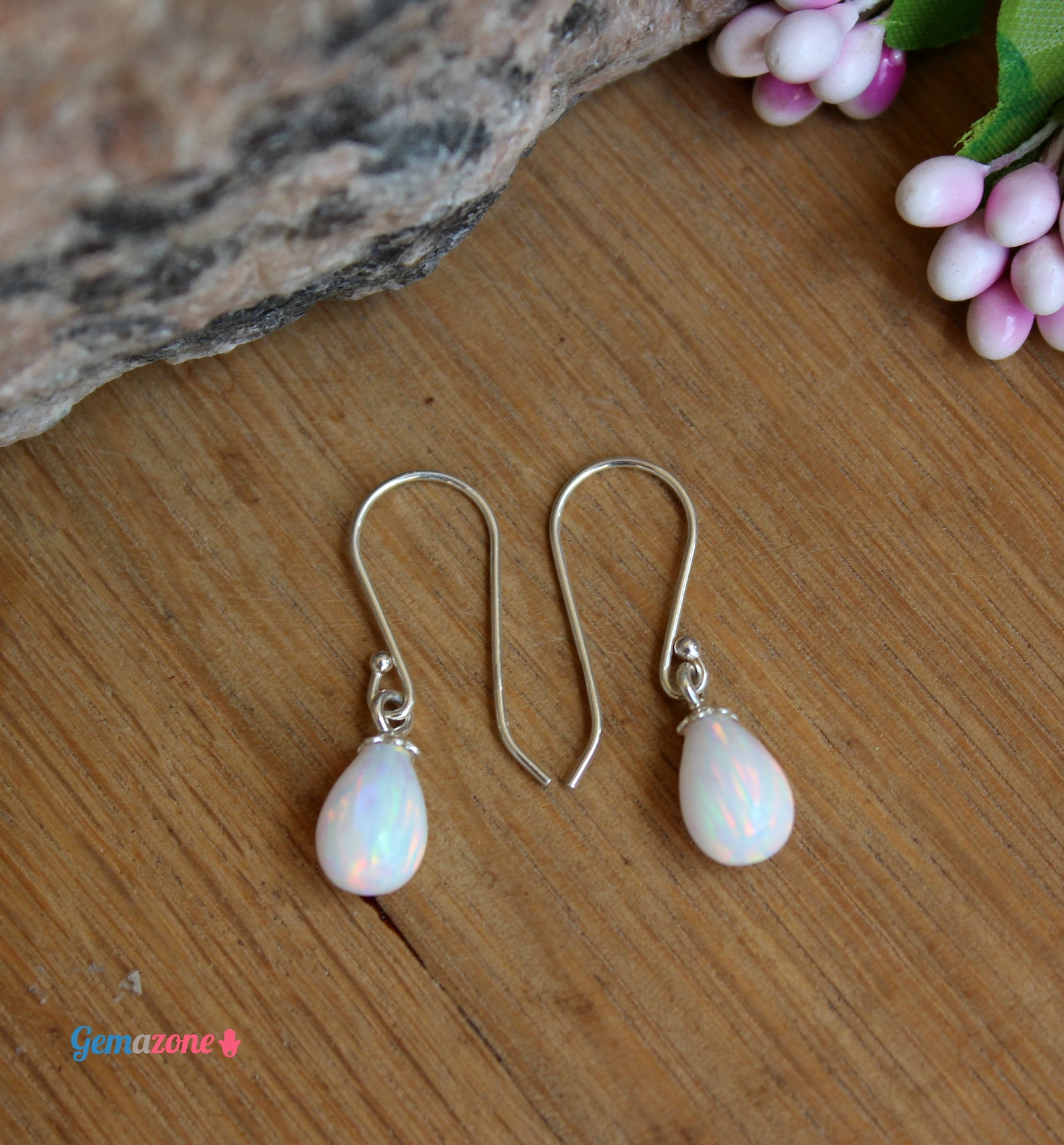 White Opal Earrings / Single Tear Drop Earrings / Birthstone Jewelry - Etsy