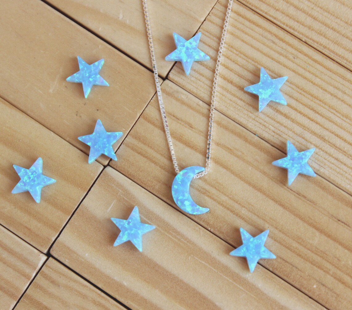 Moon Opal Necklace La Luna Light Blue Opal Pendant Dainty - Etsy