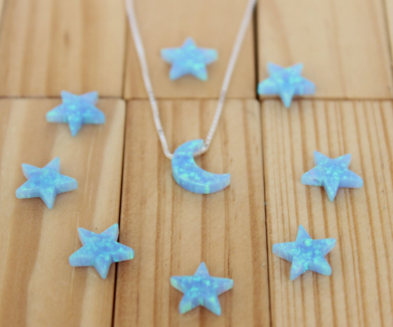 Moon Opal Necklace La Luna Light Blue Opal Pendant Dainty - Etsy