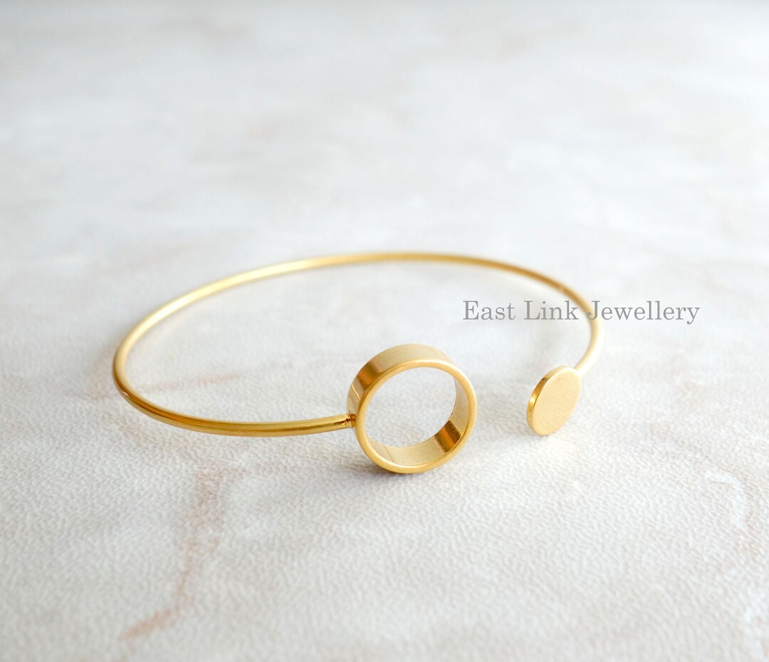 Gold Round Bangle Copper Based Geometry Dainty Bangle Circle Fashion ...