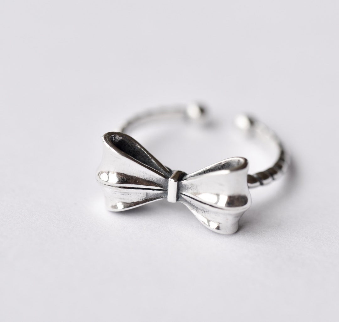 925 Sterling Silver Bow Ring Statement Bow Tie Silver Ring Statement ...