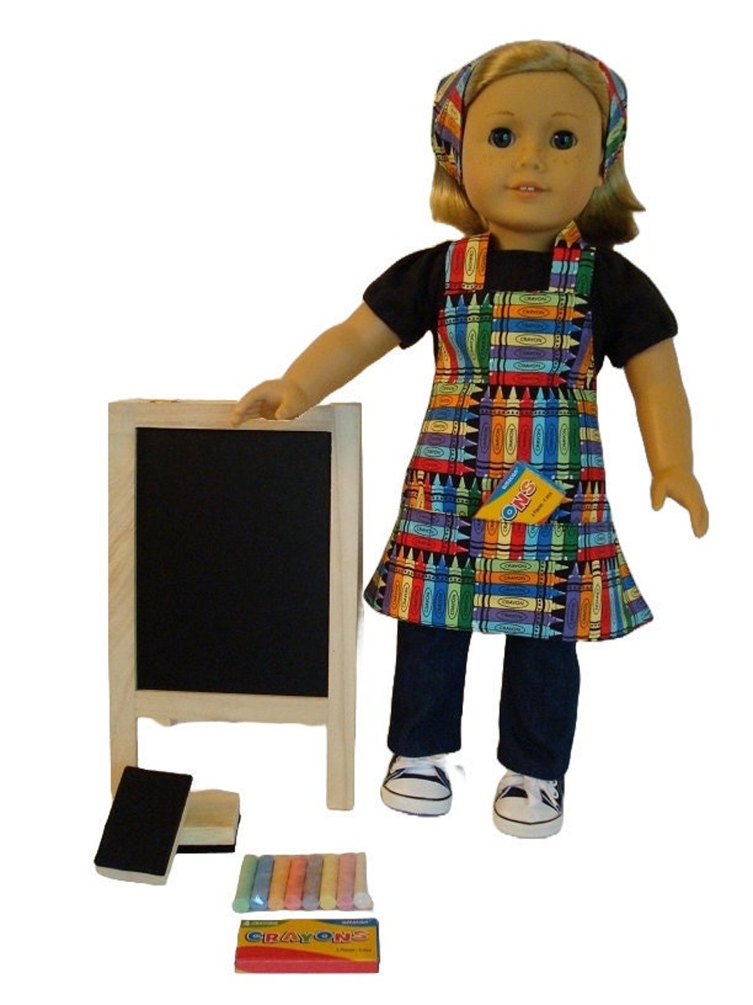 REDUCED! School Chalkboard & Apron 7-piece Set for American Girl Doll ...