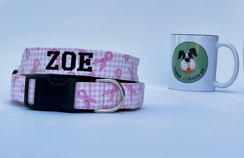 Pink Ribbon Personalized Dog Collar Breast Cancer Awareness - Etsy