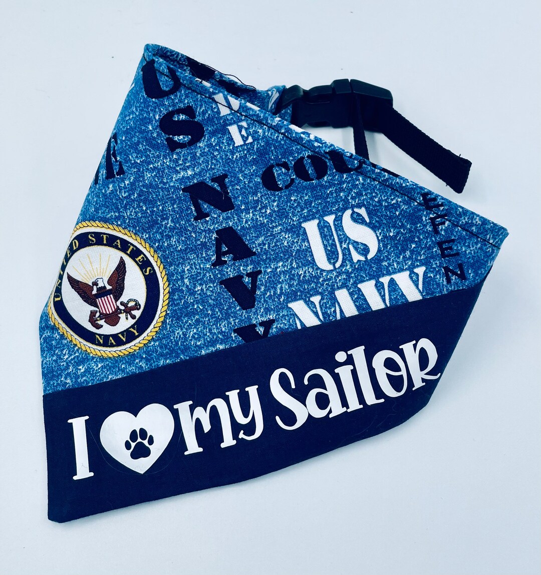 Navy Dog Bandana, I Love My Sailor Dog Bandana, Military Dog Kerchief ...