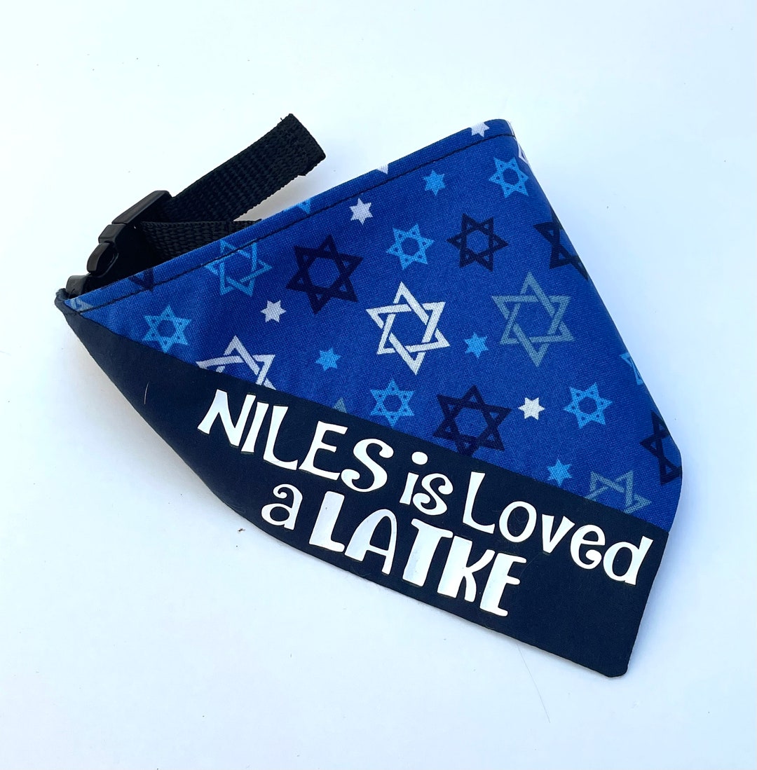 Personalized Hanukkah Dog Bandana: Jewish Star Cotton, 'loved a Latke ...