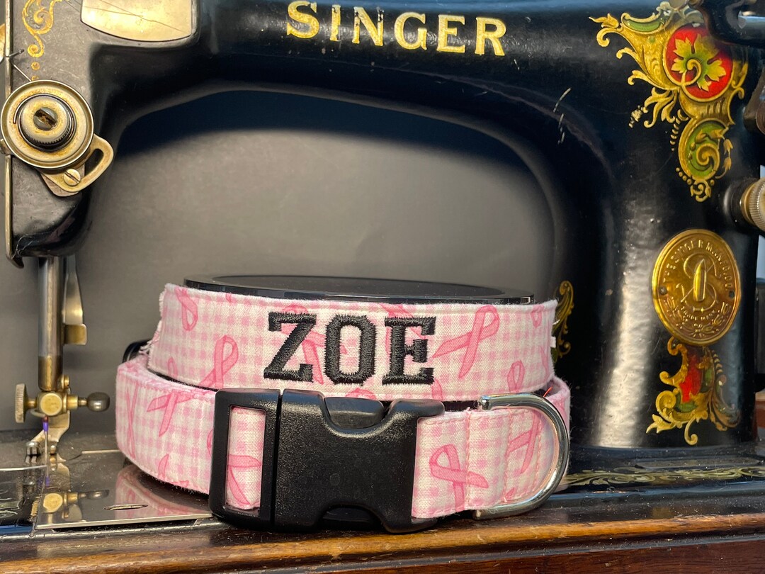 Pink Ribbon Personalized Dog Collar, Breast Cancer Awareness ...
