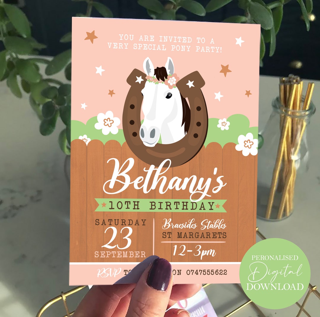 PONY PARTY BIRTHDAY Invite Printable File Pony Birthday Party / Horse ...
