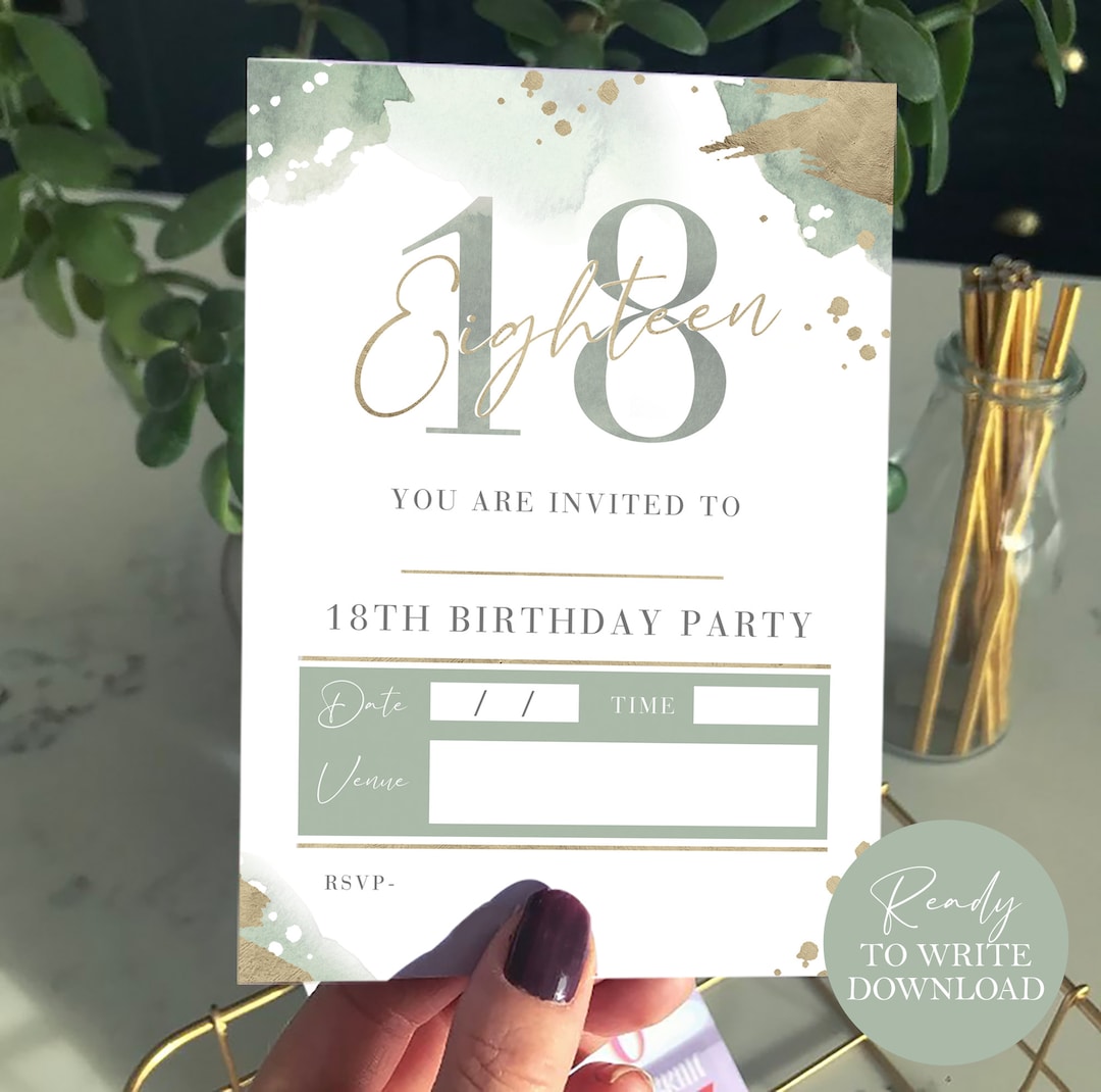 18TH BIRTHDAY PARTY Invitation Digital Invitation Ready to Write / 18th ...