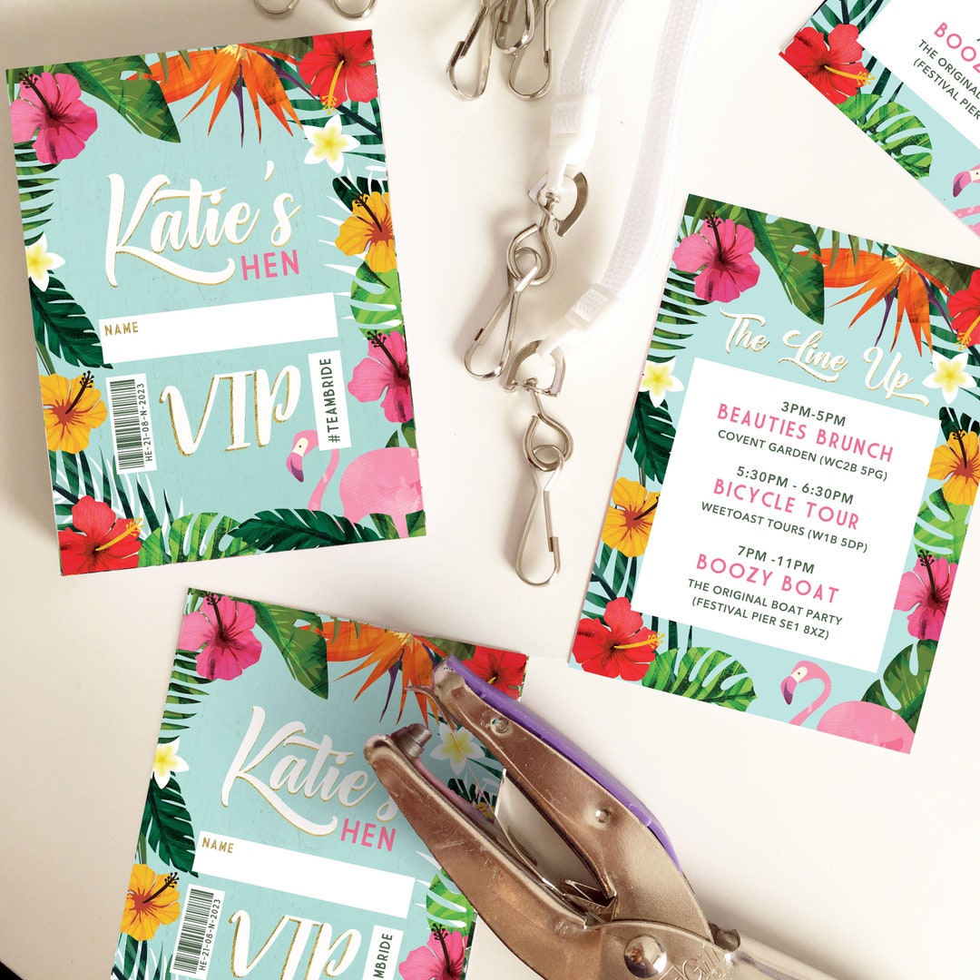 Vibrant Tropical Hen Do Lanyards PRINTED AND SUPPLIED Min - Etsy UK