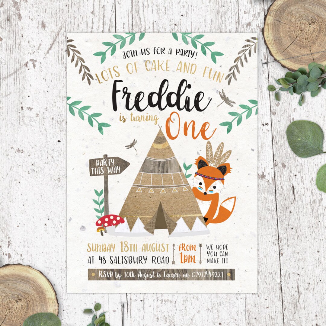 WOODLAND FOX INVITATION Personalised Digital Download Invites Woodland ...