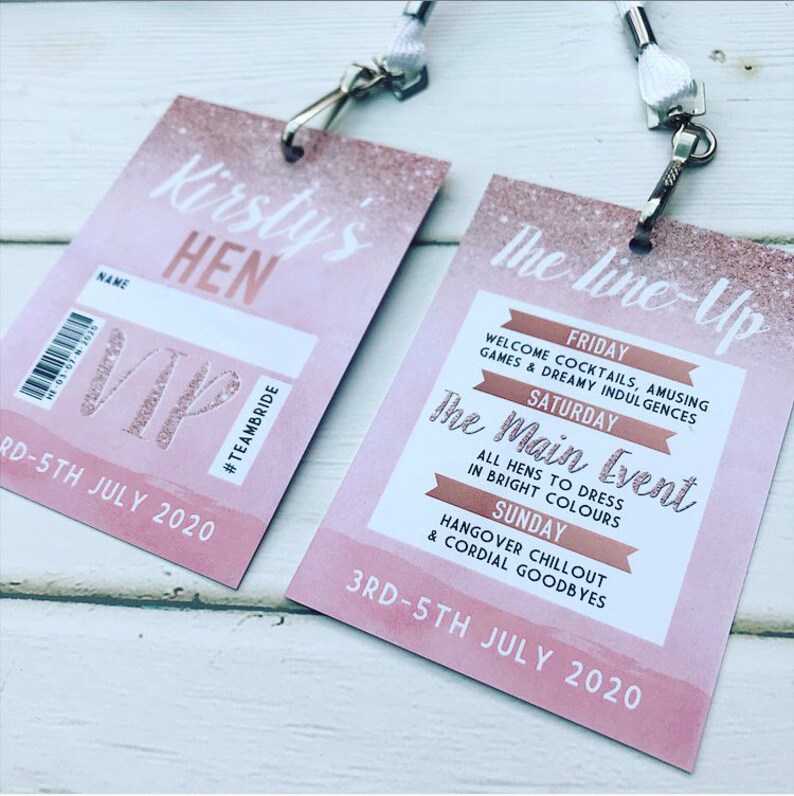 Rose Gold Glitter Hen Do Lanyards DIGITAL PRINT FILES - Etsy UK