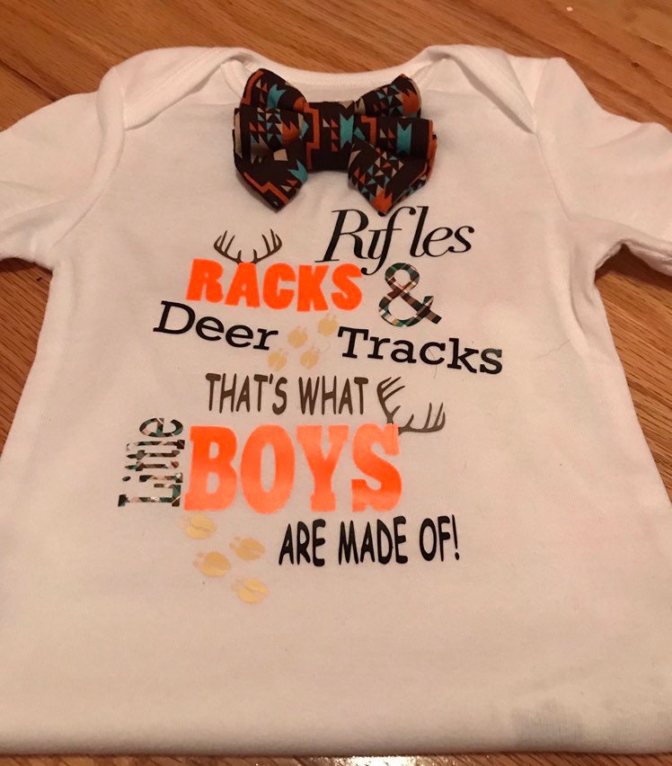 Little boys are made of hunting Baby Boy Onesie with Bow Tie | Etsy