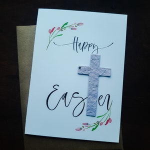 Happy Easter- Cross Seed Paper Card- Religious, Easter - Etsy