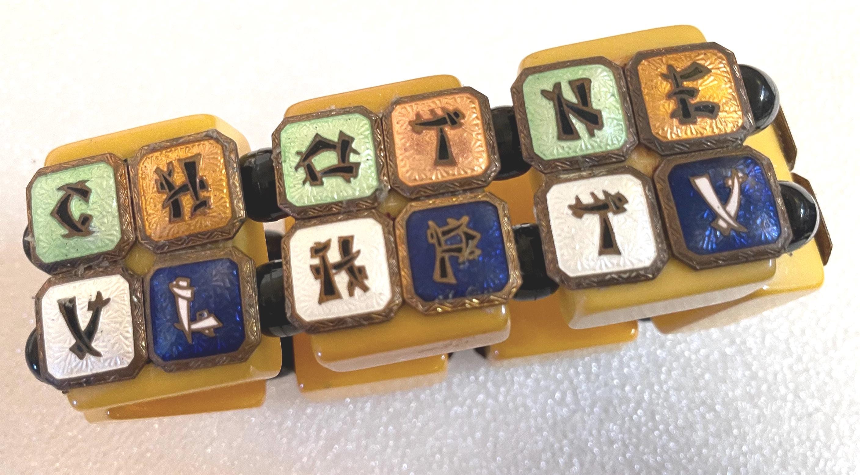 Jan Carlin Designer, Bakelite Metal Enamel Bracelet - Etsy