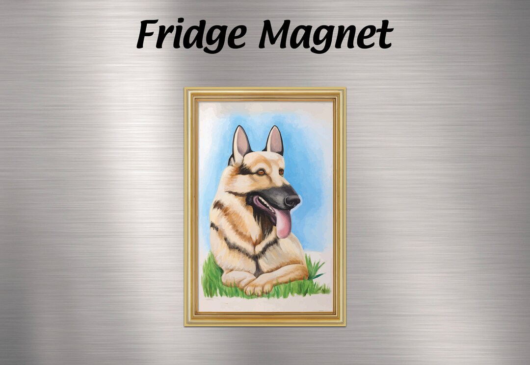 German Shepherd Dog Painting Fridge Magnet Cursed Always - Etsy