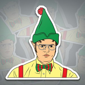 Dwight - Christmas Elf Vinyl Sticker - Bears Beets Xmas Holiday Michael ...