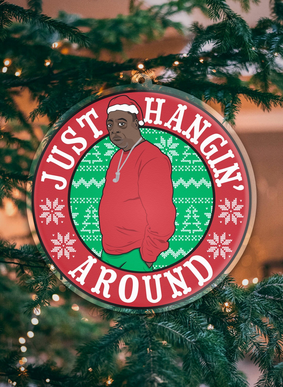 Just Hangin' Around Ornament Laminated Beetlejuice Meme Funny Lester Howard Green Christmas ...
