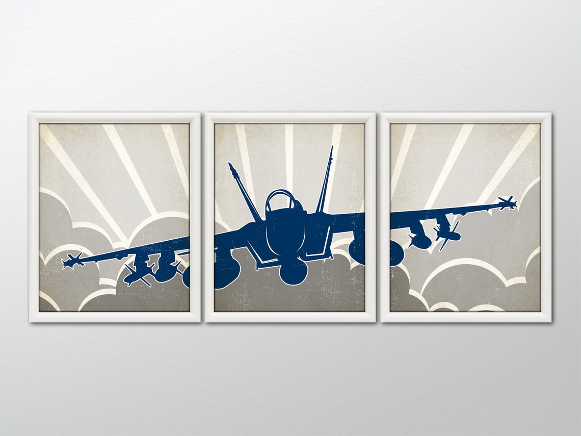 FIGHTER JET Wall Art Airplane Decor Airplane Nursery | Etsy