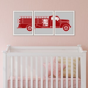 FIRE TRUCK Wall Art Fire Truck Decor, Firefighter Gift, Fire Truck Art ...