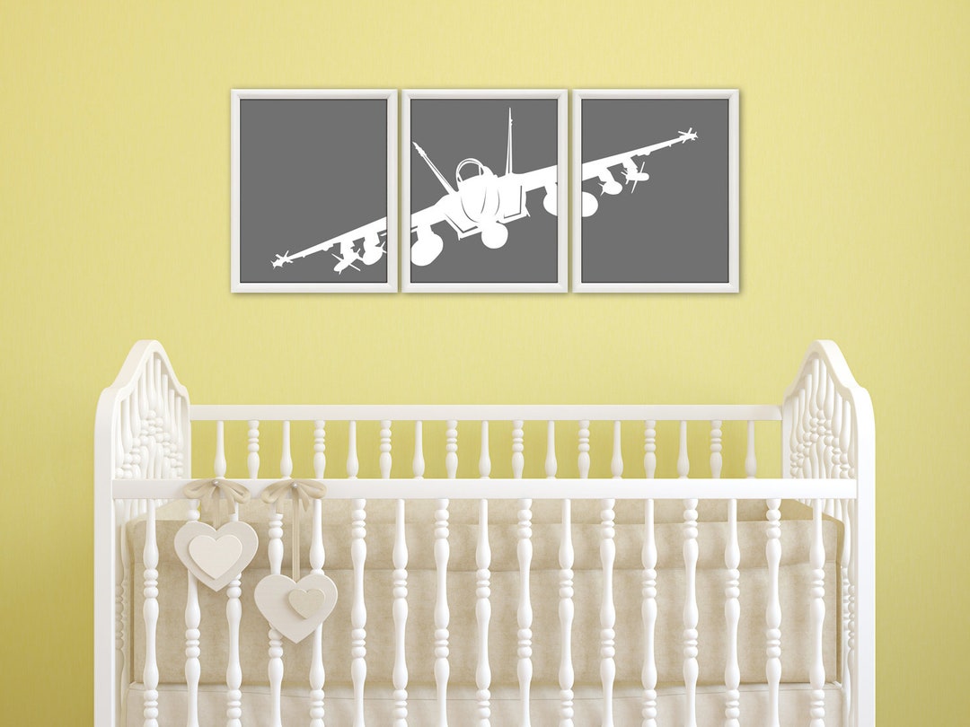 FIGHTER JET Wall Art - Airplane Decor, Airplane Nursery, Military Decor ...
