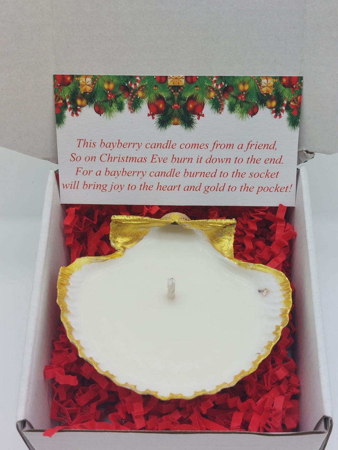 Bayberry Seashell Soy Candle With Bayberry Poem-christmas Gift-lucky ...
