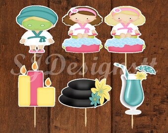 Spa Cupcake Toppers Spa Birthday Cupcake Toppers Spa Party - Etsy
