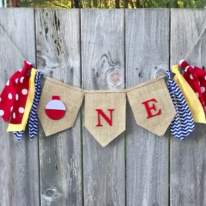FISHING BIRTHDAY Banner Backdrop Highchair Photo Prop Burlap | Etsy