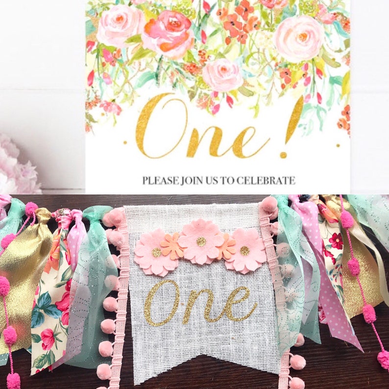 Boho 1st Birthday Banner High Chair Banner Flower Crown | Etsy