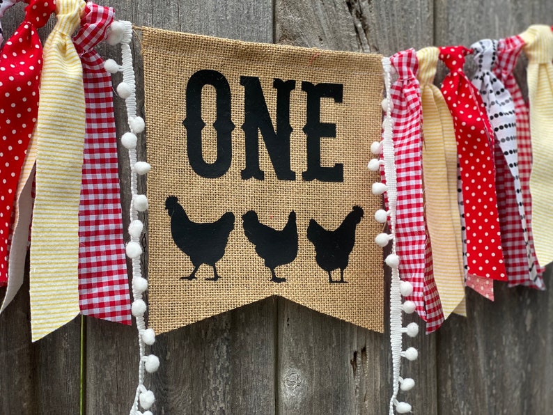 Chicken 1st Birthday Party Banner / One Year Old / Barnyard / - Etsy