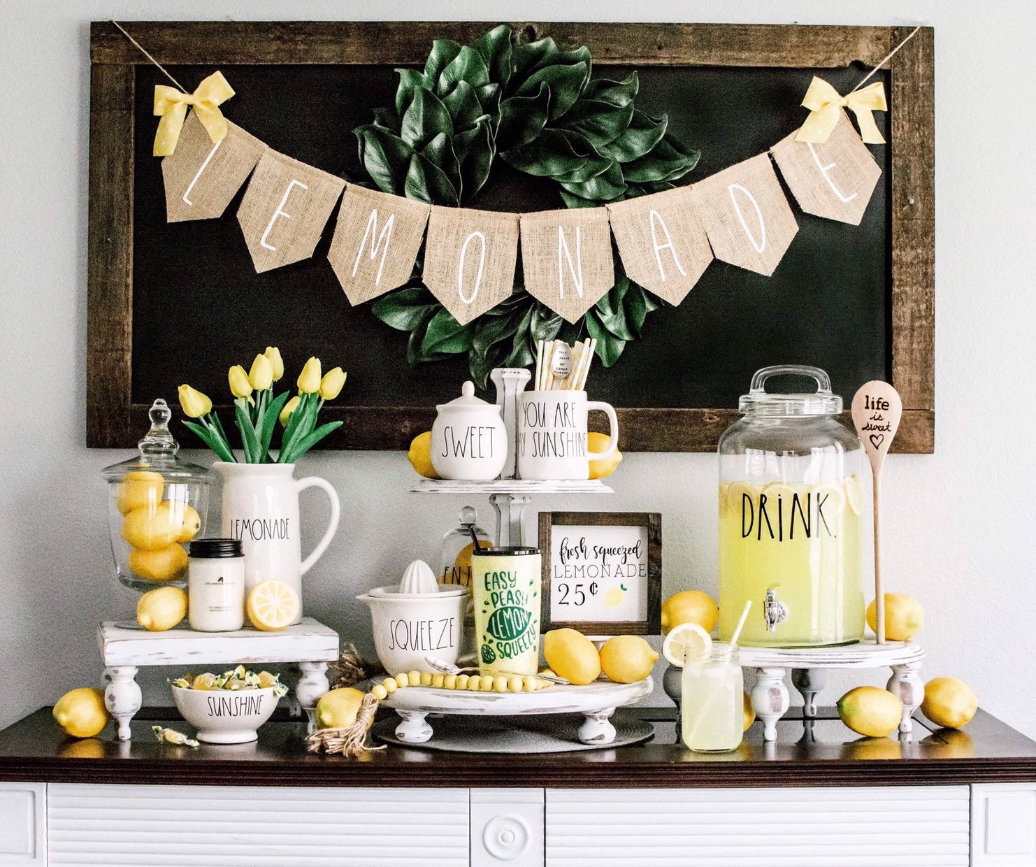 Lemonade Banner Spring Decor Photography Prop Burlap - Etsy