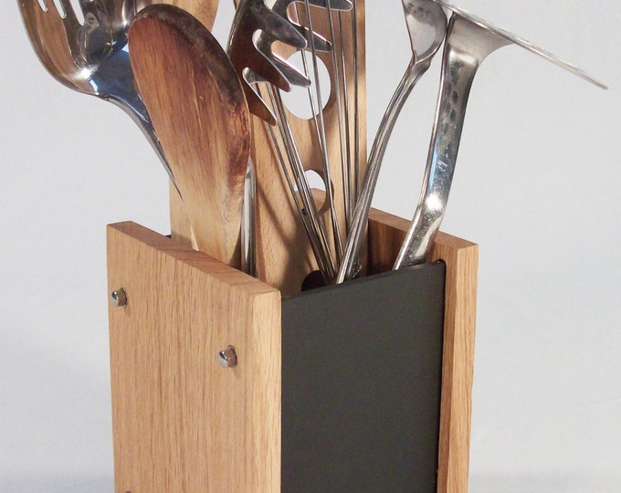 Oak Slate Design Kitchen Utensil Holder - Modern Contemporary Style - Etsy