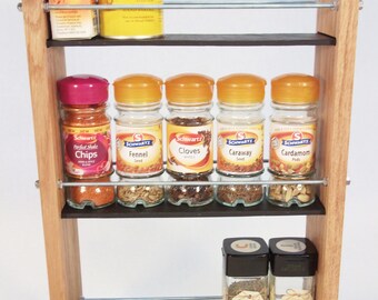 Oak Slate Design Spice / Herb Rack 3 Tier, 39 Jar Modern Contemporary ...