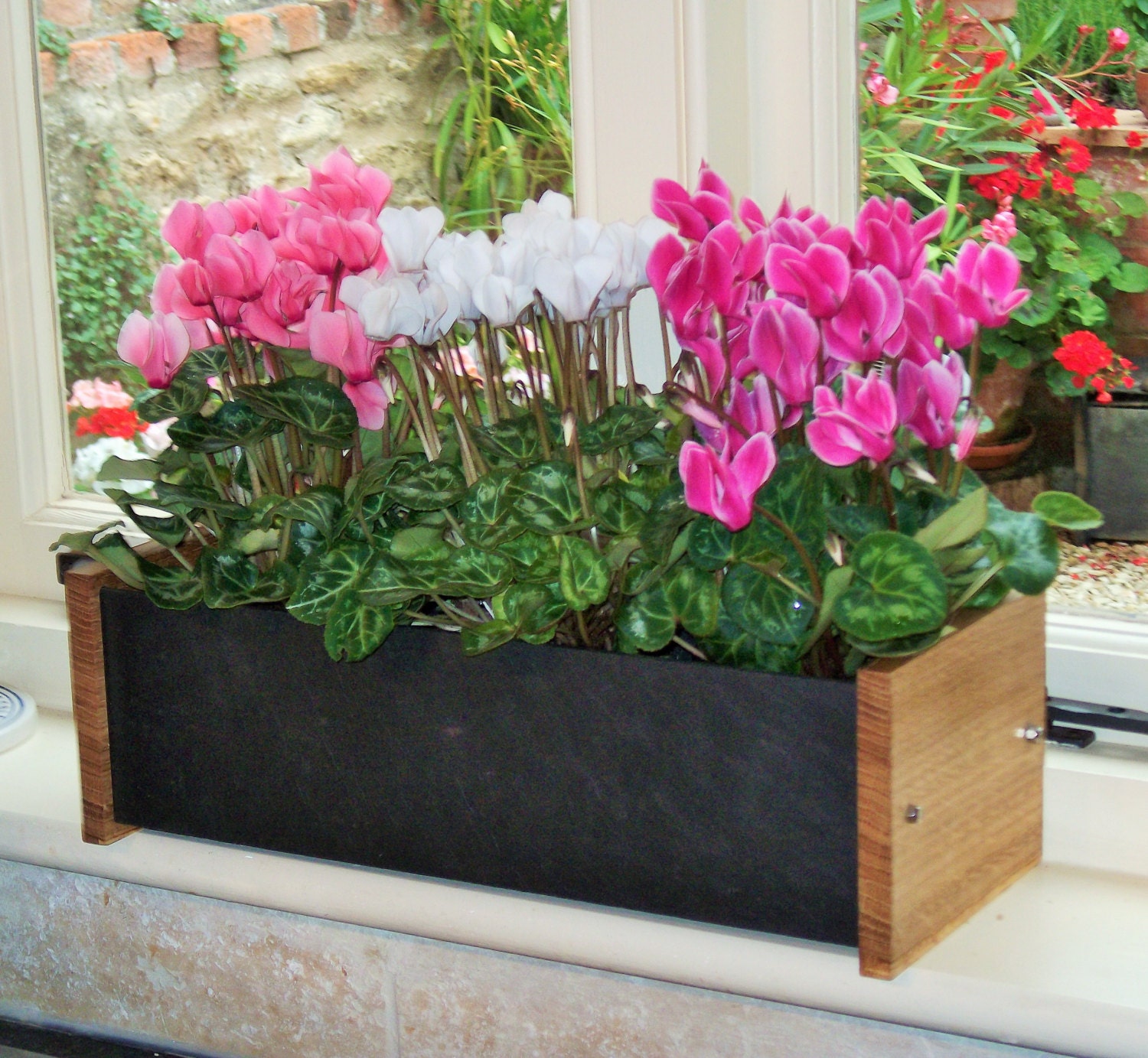 Windowsill Planter.. OAK and SLATE.. Window Box for Herb and - Etsy UK