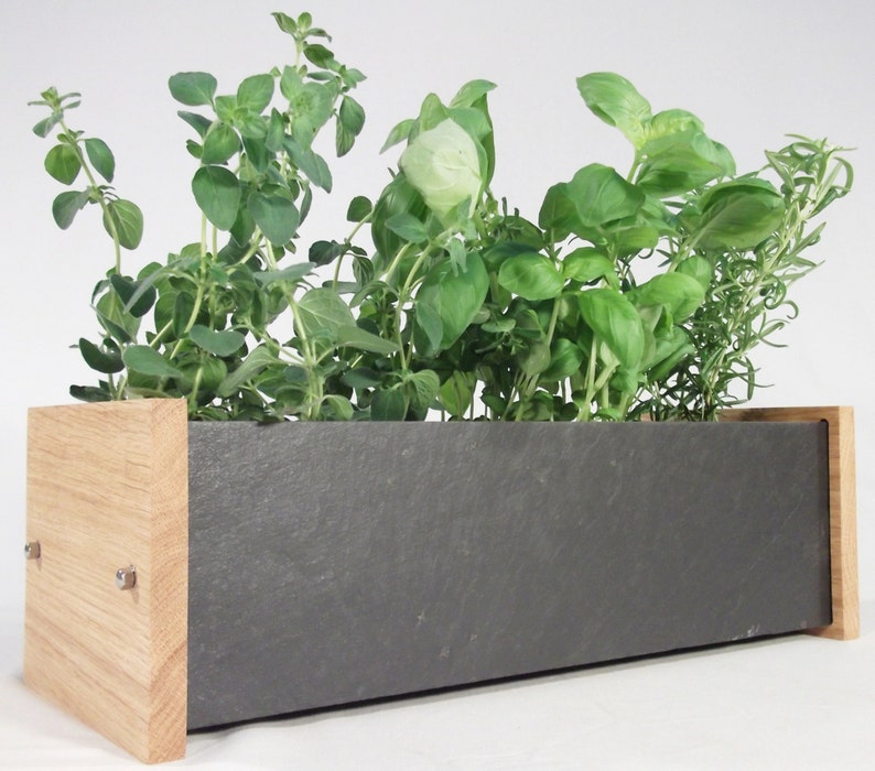 Windowsill Planter.. OAK and SLATE.. Window Box for Herb and - Etsy