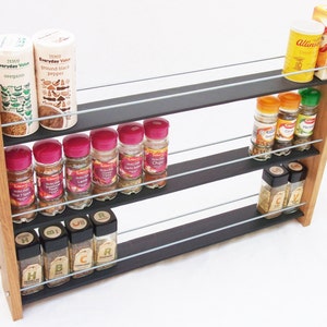 Oak Slate Design Spice / Herb Rack 3 Tier, 39 Jar Modern Contemporary ...