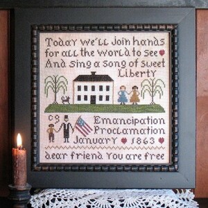 Primitive Cross Stitch Sampler PDF Pattern Emancipation | Etsy