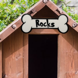 Custom Dog Name Sign | Wooden Bone Shaped Sign for Dog House, Food Bowl ...
