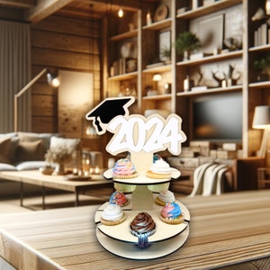 Graduation Cupcake Stand for Dessert Table Display | Laser Cut Wood ...